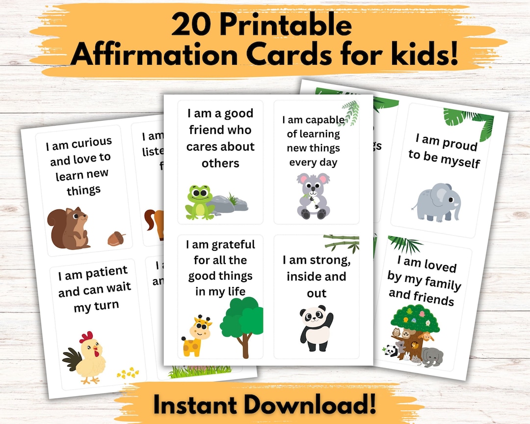 Positive Affirmation Cards for Kids, Children, Toddlers - Etsy
