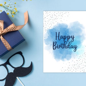 Printable Birthday Card, Happy Birthday Card, Blue Birthday Card - Etsy