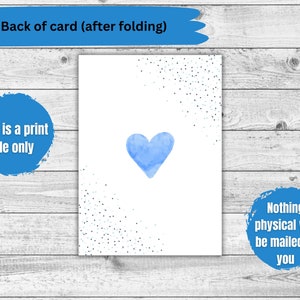 Printable Birthday Card, Happy Birthday Card, Blue Birthday Card - Etsy