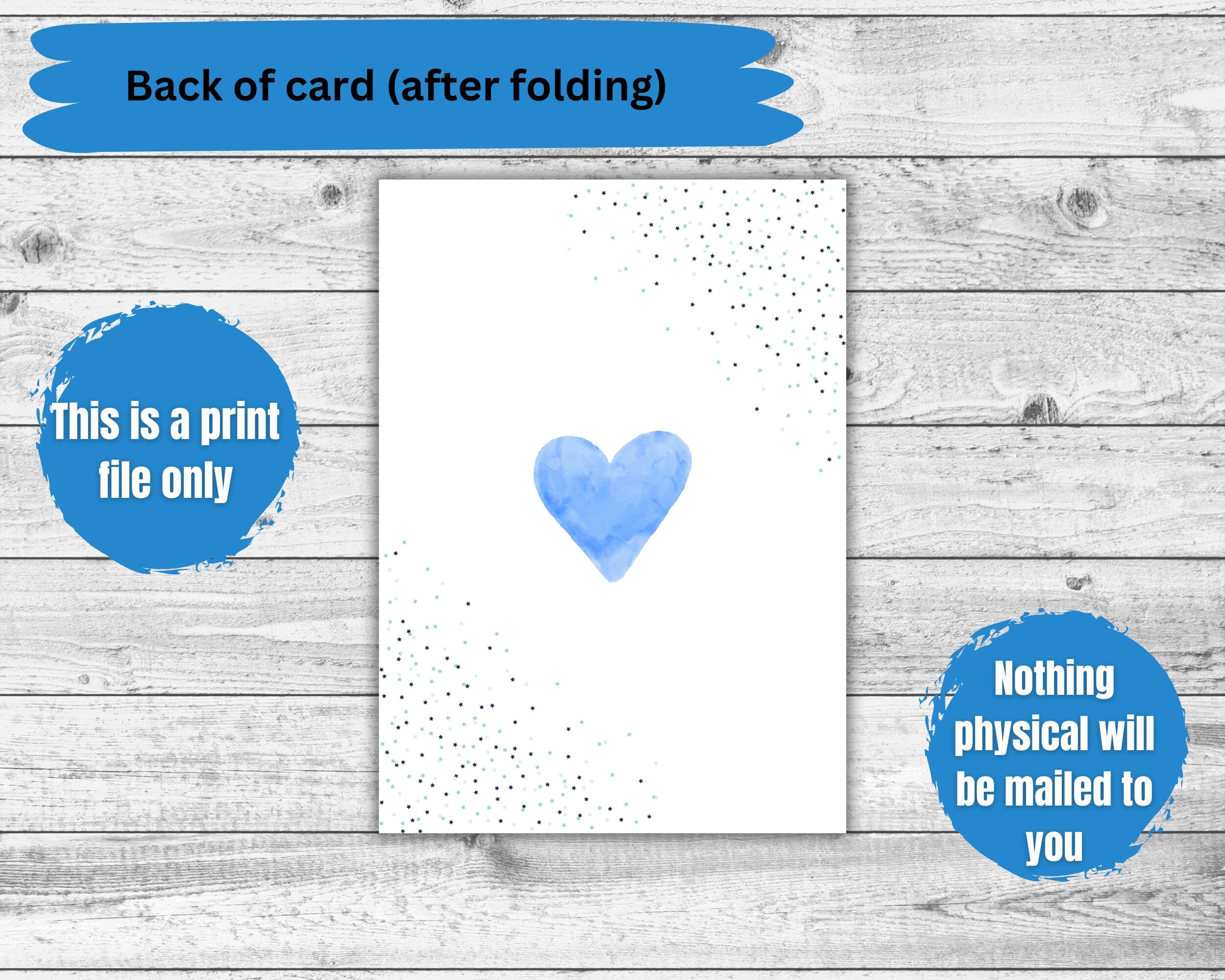 Printable Birthday Card, Happy Birthday Card, Blue Birthday Card - Etsy