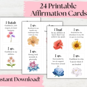 Positive Affirmation Cards- Floral, Flowers - Etsy