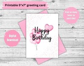 Printable Pink Birthday Card Digital Download Instant - Etsy