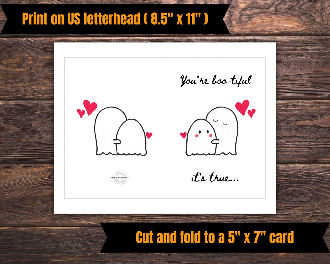 Printable Blank Greeting Card, "you're Boo-tiful" Blank Card, Instant ...