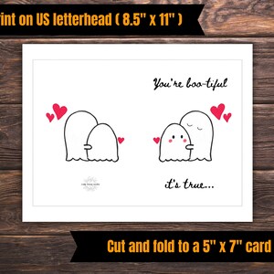 Printable Blank Greeting Card, "you're Boo-tiful" Blank Card, Instant ...