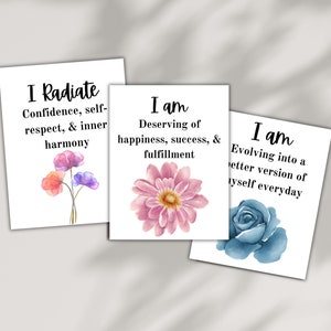 Positive Affirmation Cards- Floral, Flowers - Etsy