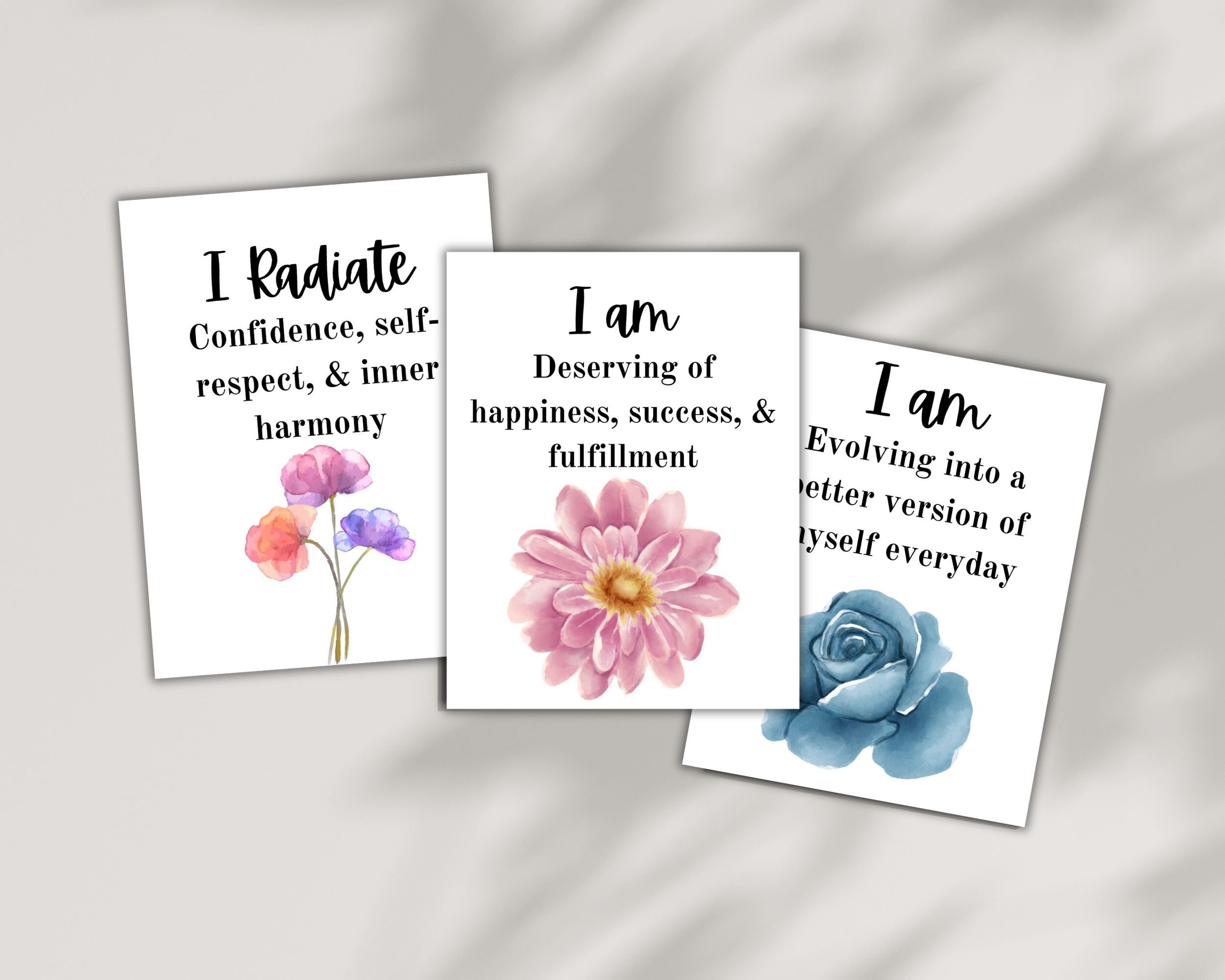 Positive Affirmation Cards- Floral, Flowers - Etsy