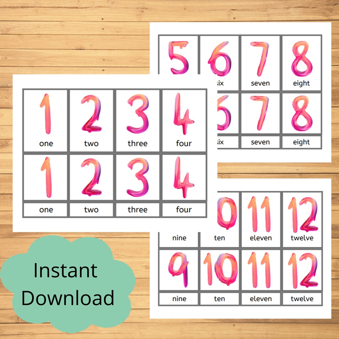 Numbers 3 Part Cards // Preschool // Learning Activity - Etsy