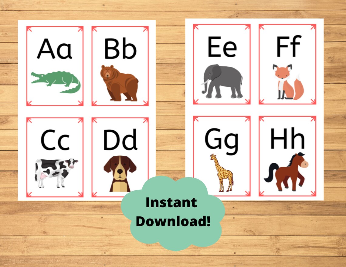Alphabet Flashcards // Pre-k // Homeschool // Animal | Etsy