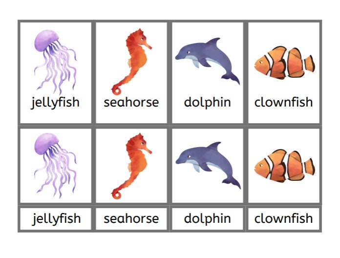 Ocean 3 Part Cards // Sea Life // Preschool // Kindergarten - Etsy