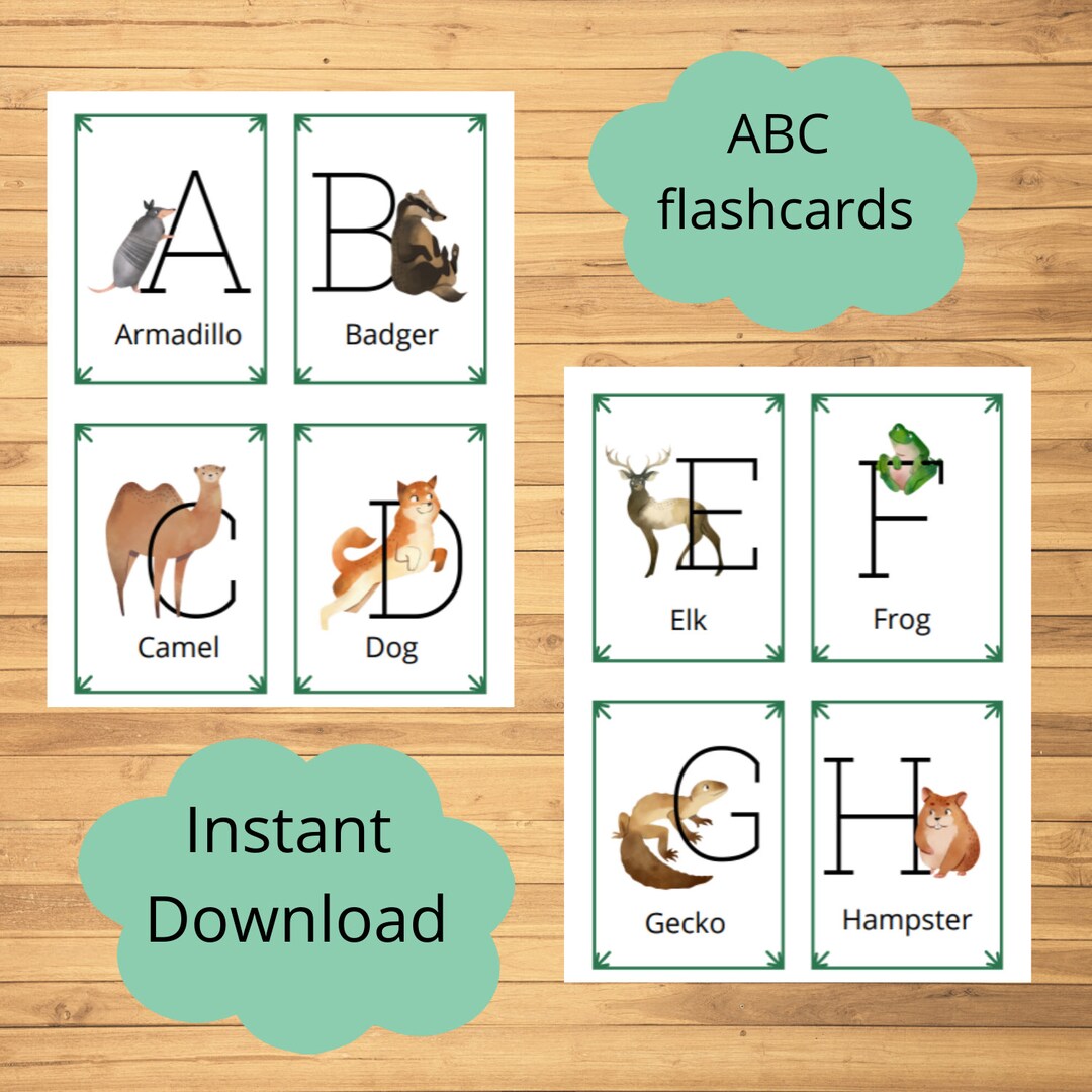 Watercolor Animal Alphabet Flashcards // Preschool // Homeschool - Etsy
