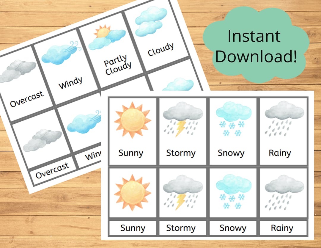 Weather // 3 Part Cards // Montessori // Learning Activity - Etsy