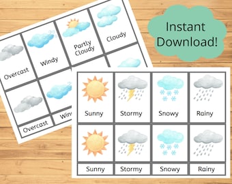 Montessori Weather 3 Part Cards Vocabulary Nomenclature 12 Weather ...