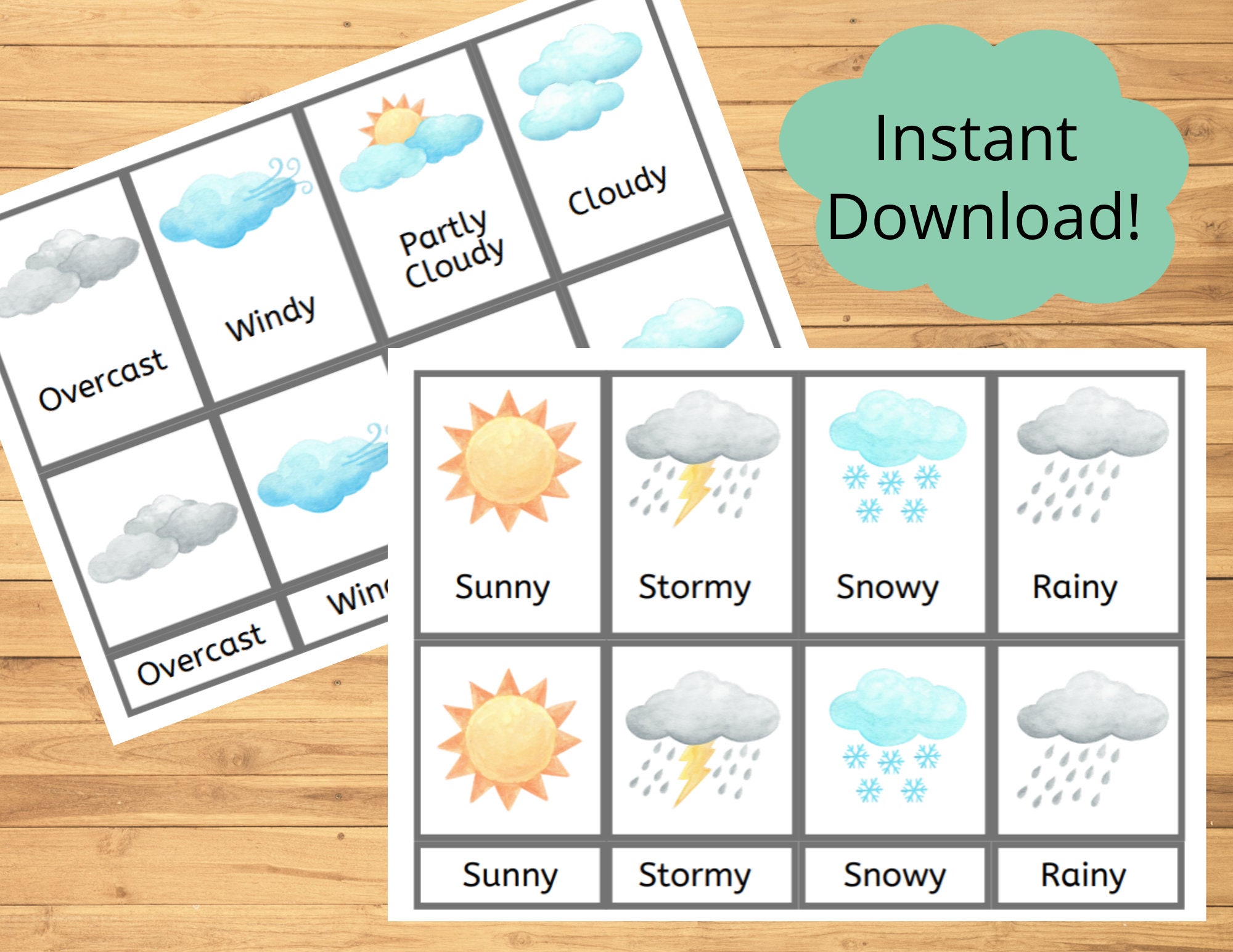 Weather // 3 Part Cards // Montessori // Learning Activity - Etsy