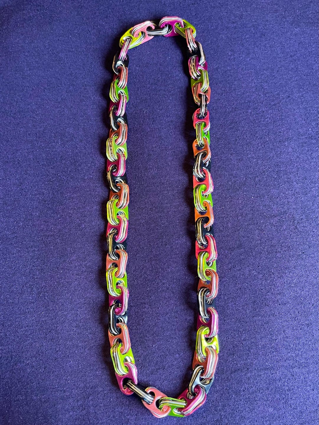 PINK, GREEN & BLACK Can Tab Chain Necklace - Etsy