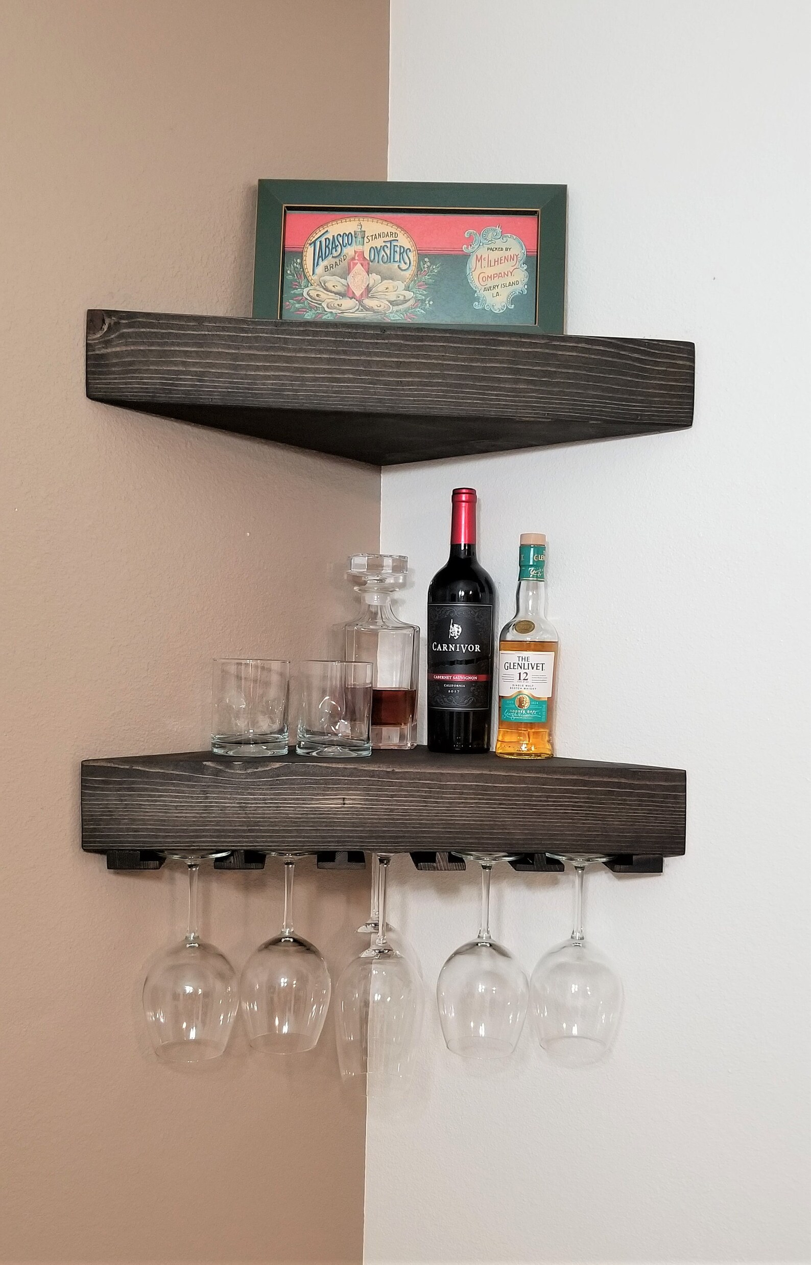 Standard Floating Wine Shelf Set Hanging Wine Rack Wooden | Etsy