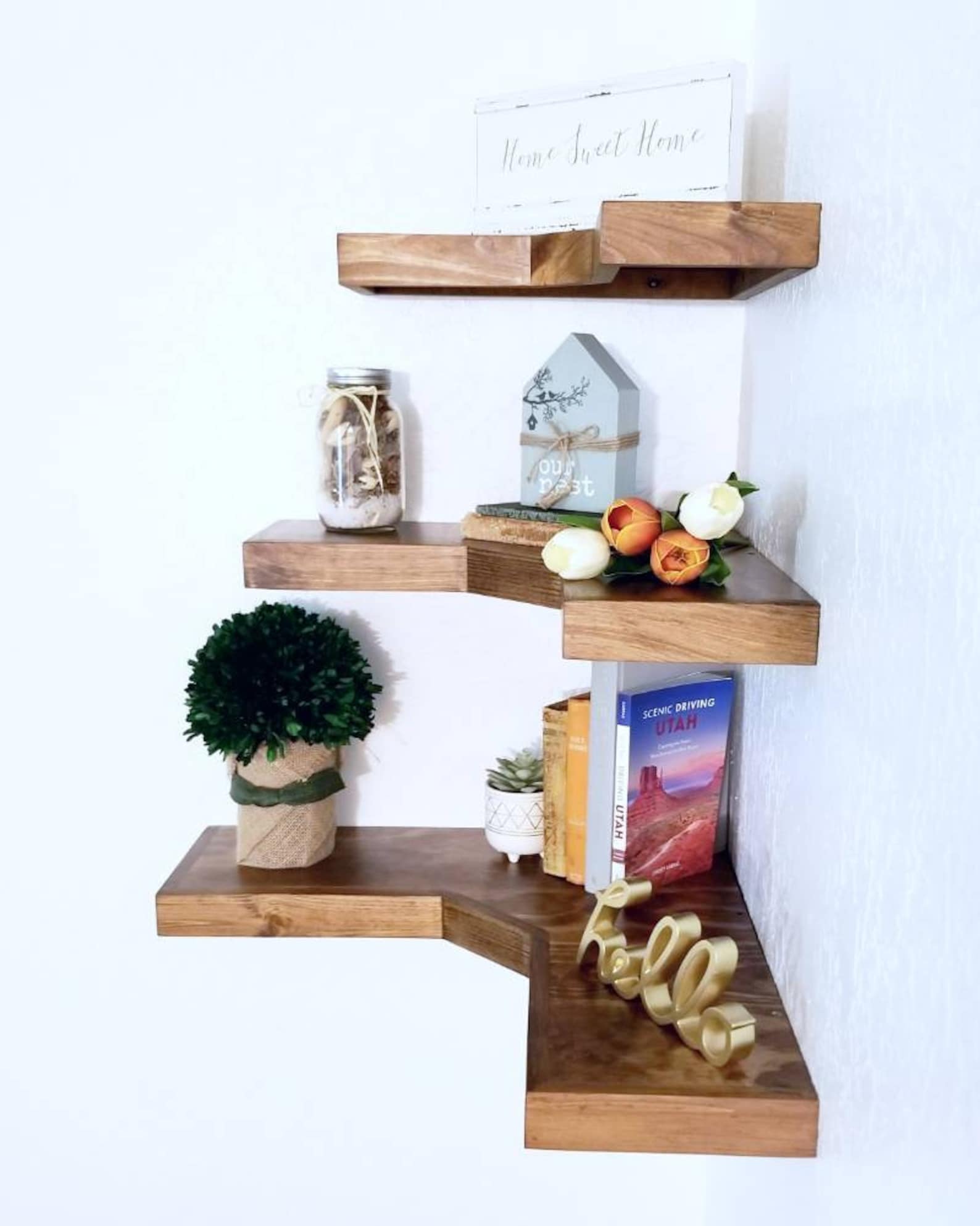 Deep Rustic Wooden Corner Shelves Corner Floating Shelves - Etsy