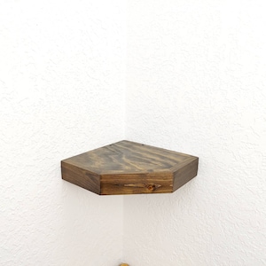 Corner Shelves Floating Corner Shelf Pentagonal Shaped Small Wooden ...