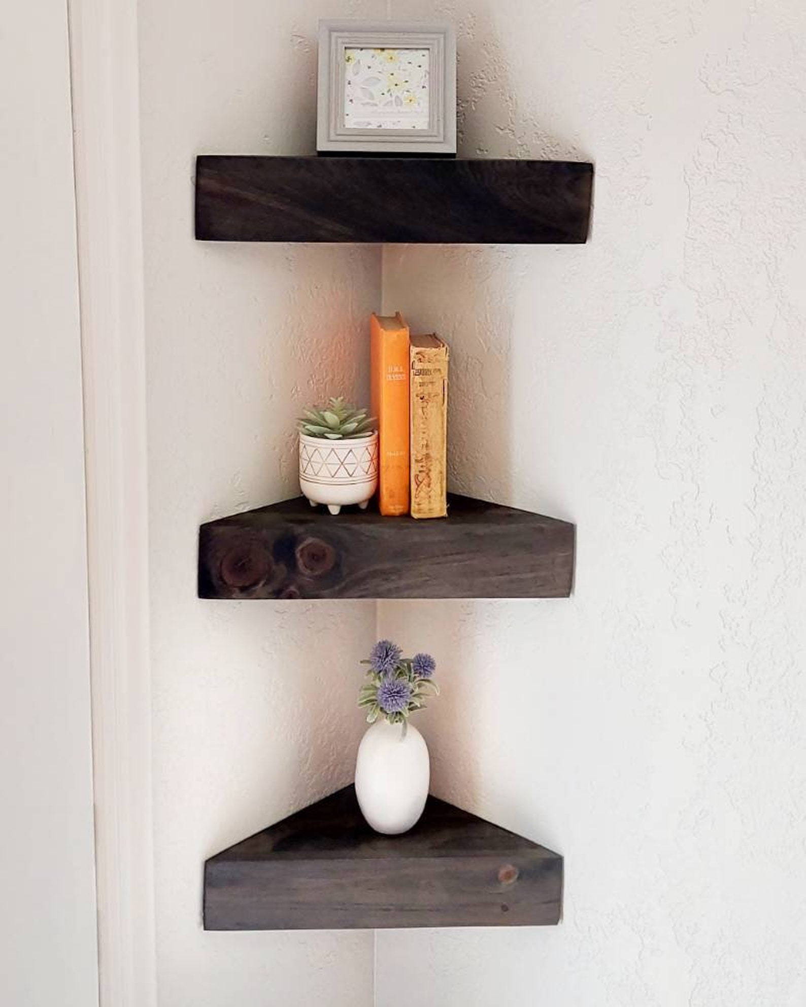 Small Corner Floating Shelf, Wooden Corner Shelf, Corner Floating Shelf ...