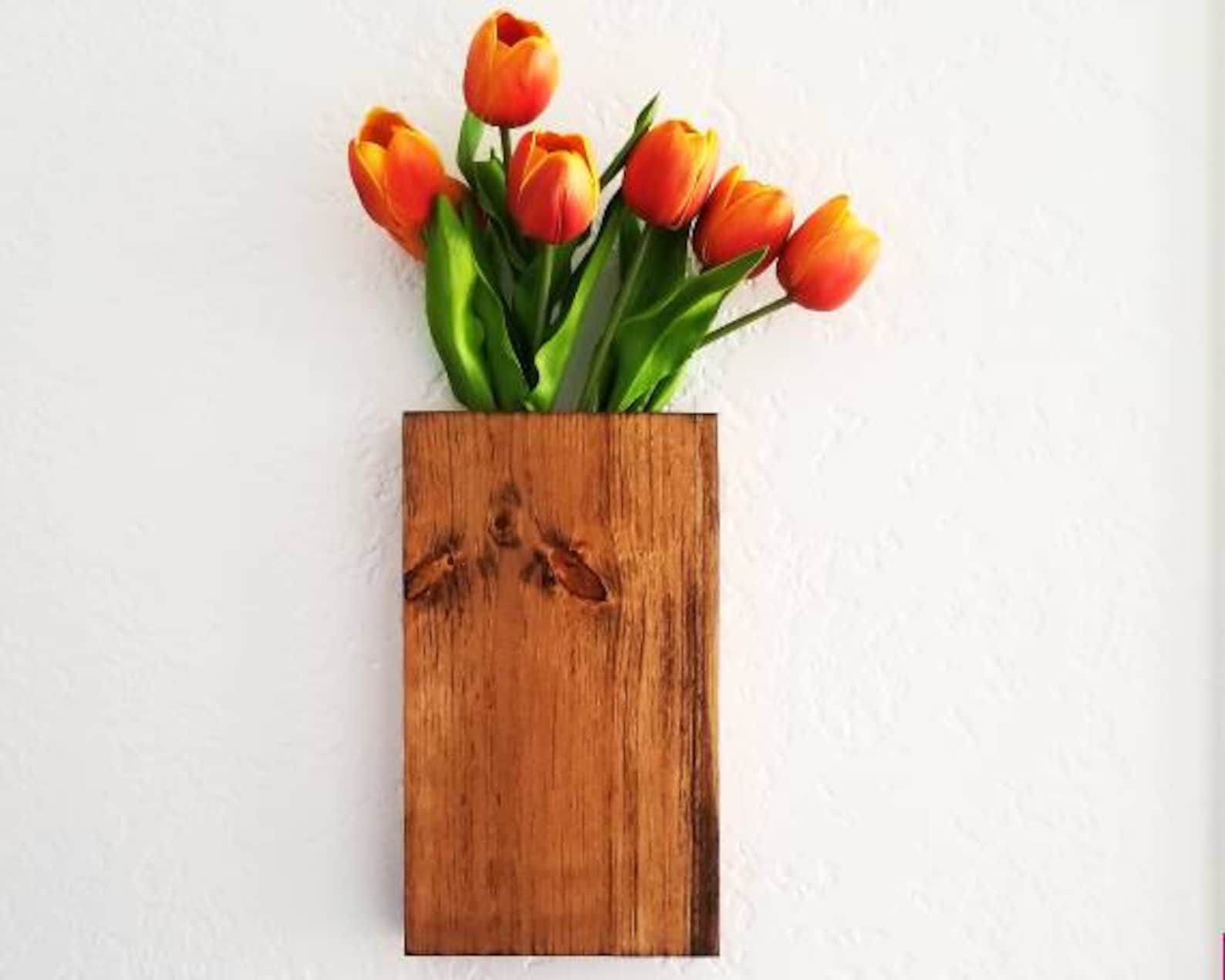 Wooden Wall Hangings Wall Pockets Faux Flower Hanging Wood - Etsy