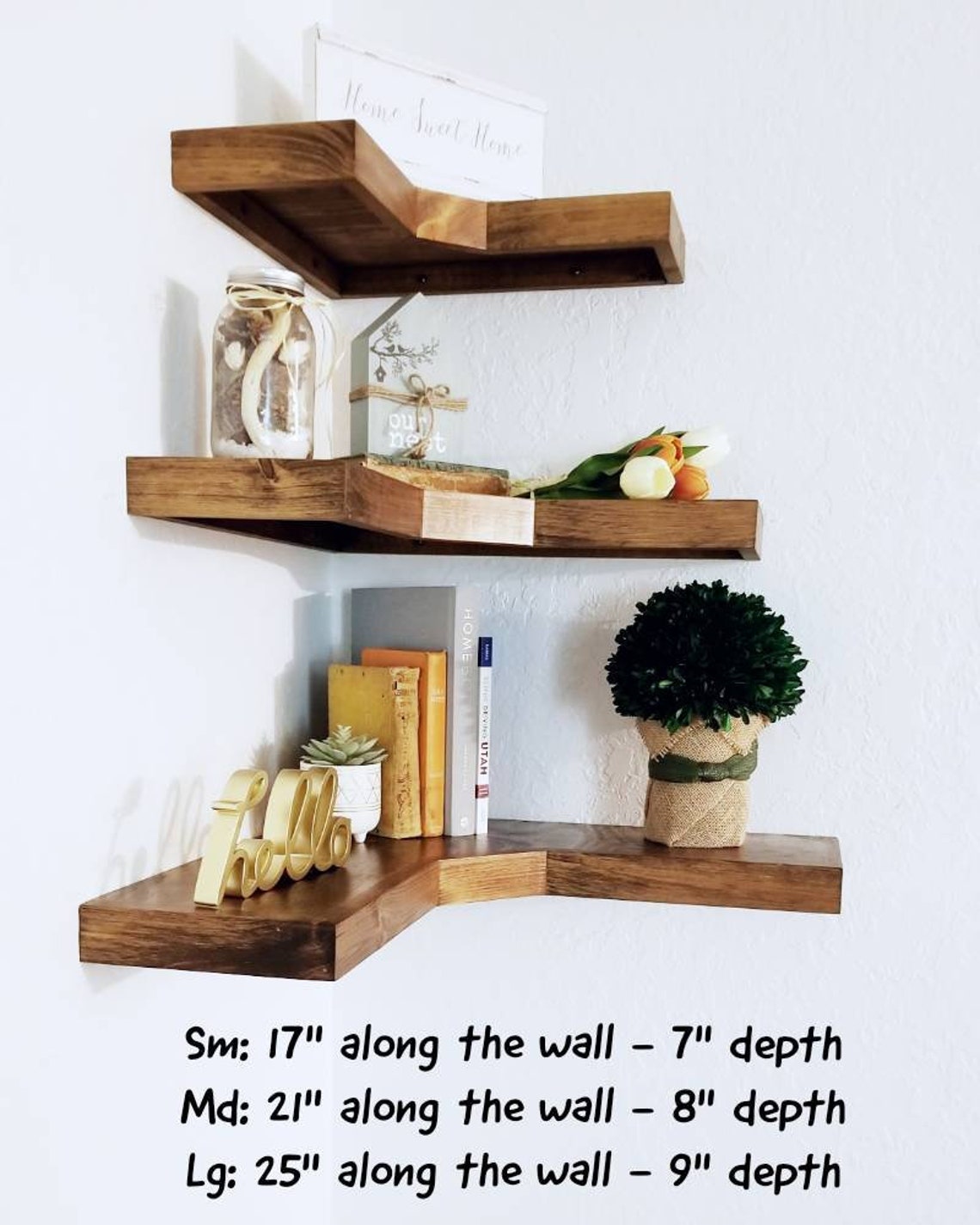 Deep Rustic Wooden Corner Shelves Corner Floating Shelves - Etsy