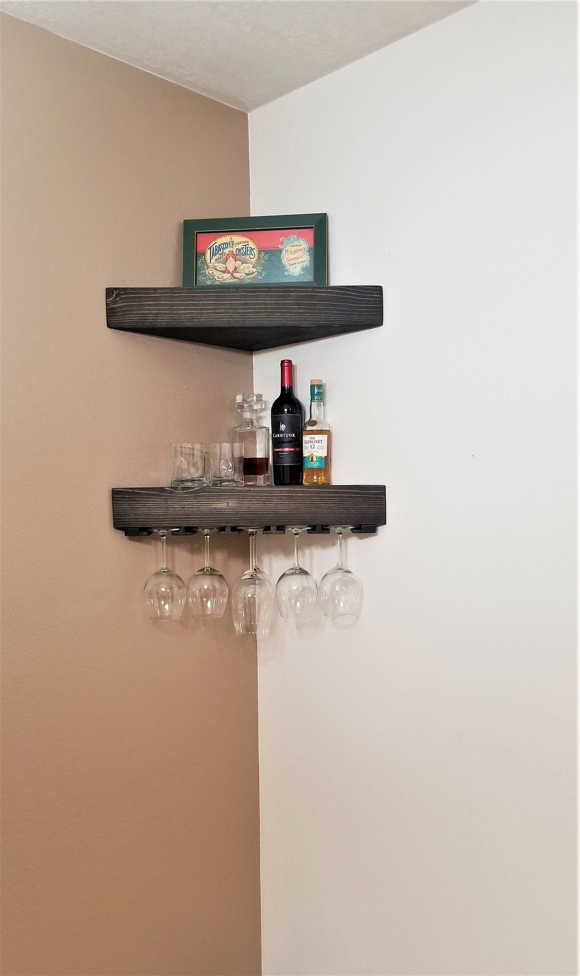 Standard Floating Wine Shelf Set Hanging Wine Rack Wooden | Etsy