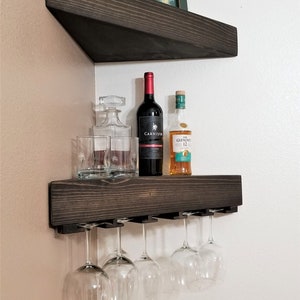 Standard Floating Wine Shelf Set Hanging Wine Rack Wooden | Etsy