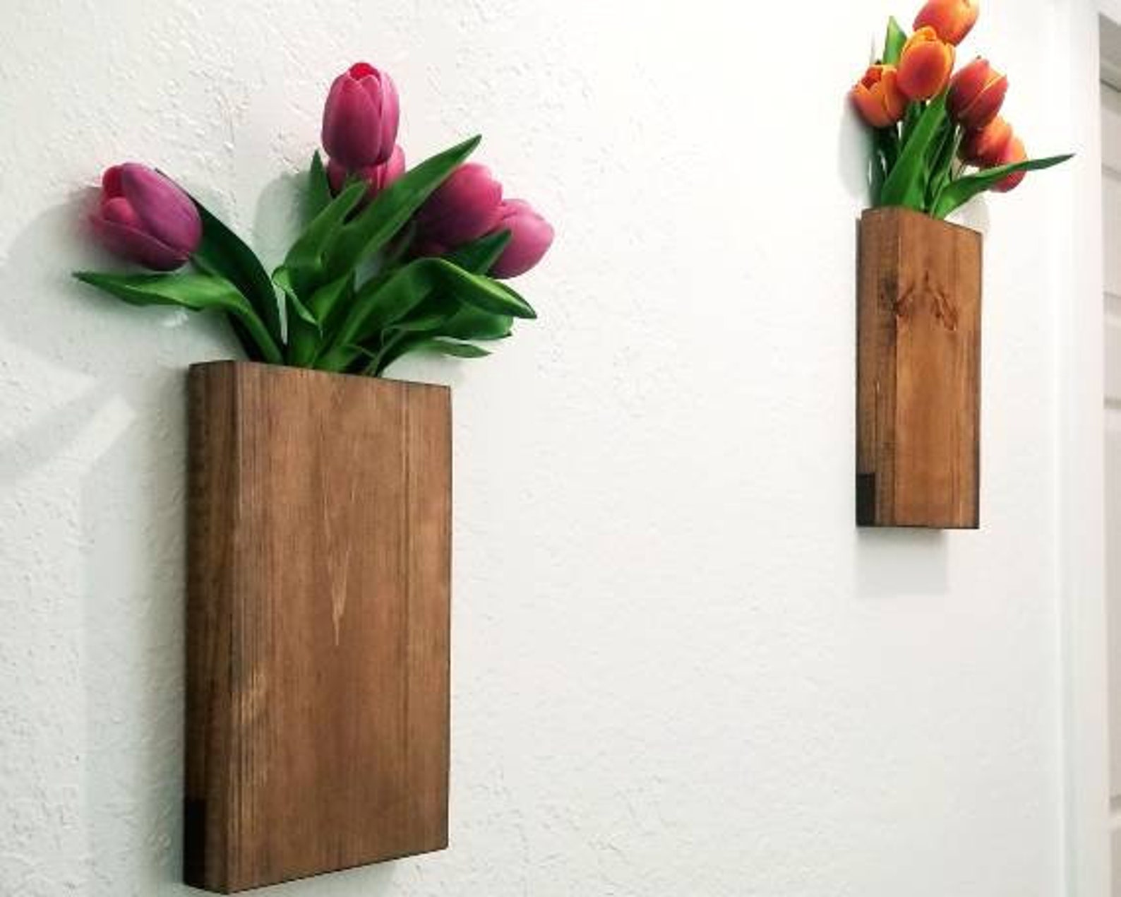 Wooden Wall Hangings Wall Pockets Faux Flower Hanging Wood - Etsy