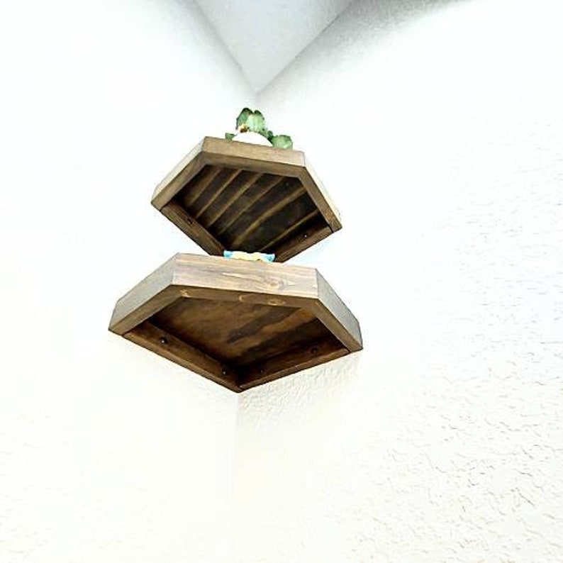 Corner Shelves Floating Corner Shelf Pentagonal Shaped Small Wooden ...