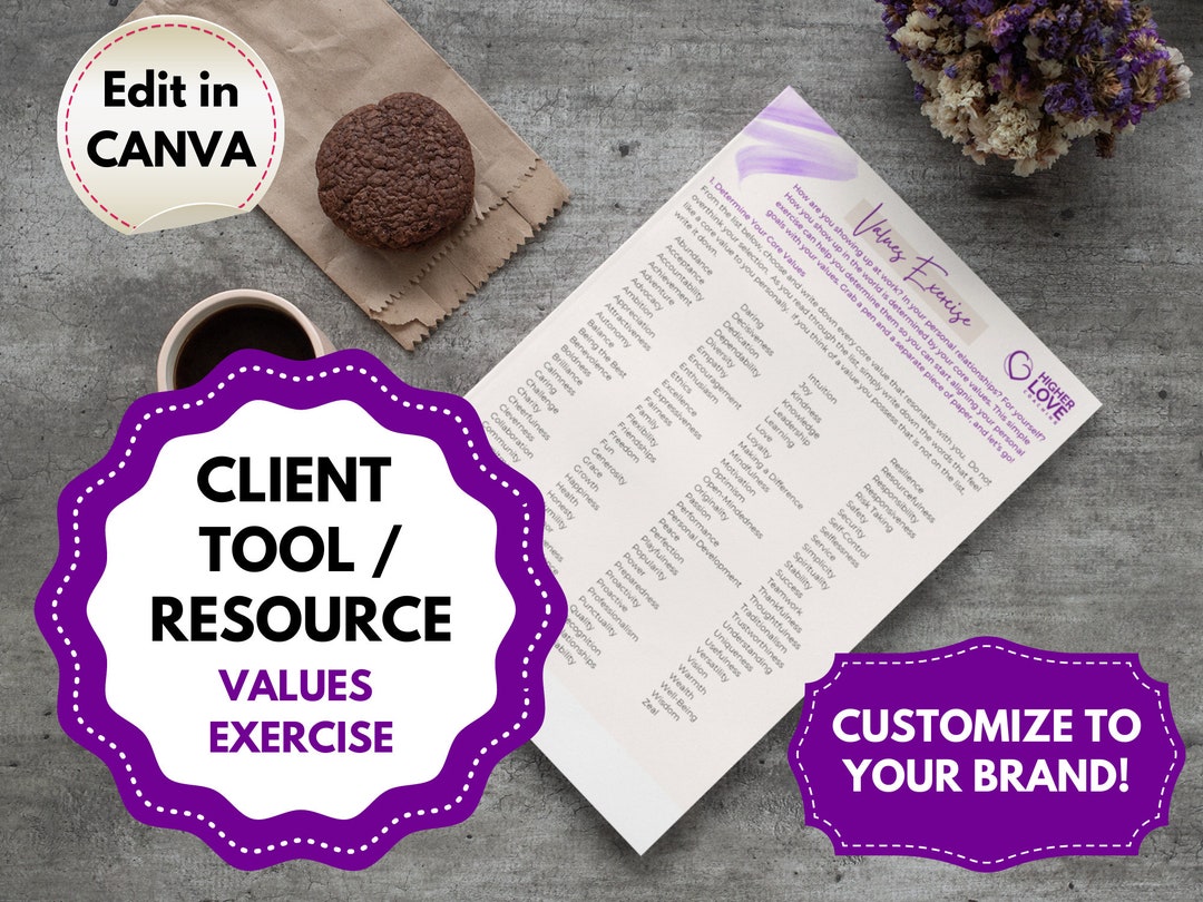 VALUES EXERCISE | Coaching Client Tool | Client Resource | Customizable ...