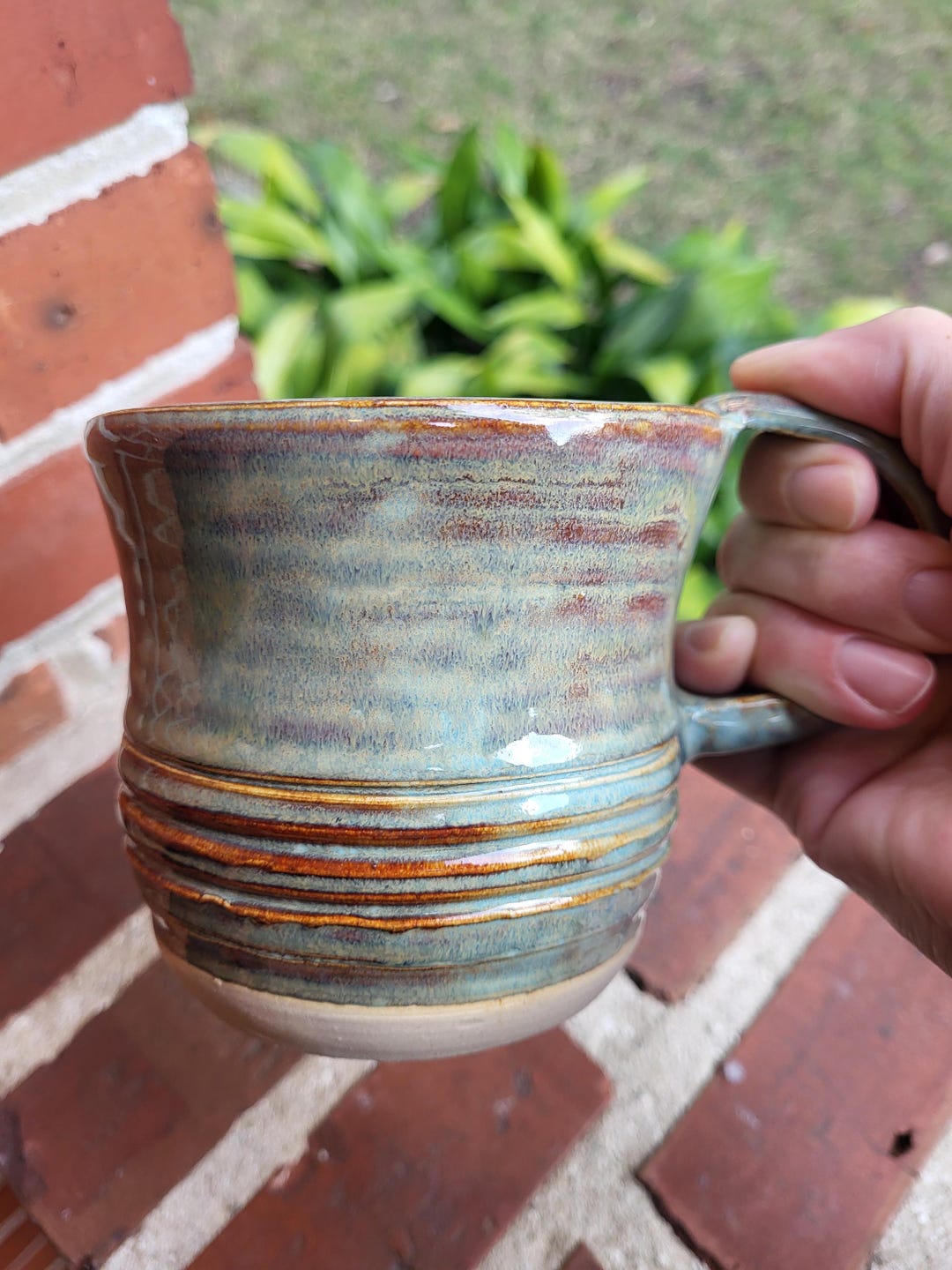 Dark Green Mug - Handmade Green Mug - Green and Brown Mug - Earthy ...