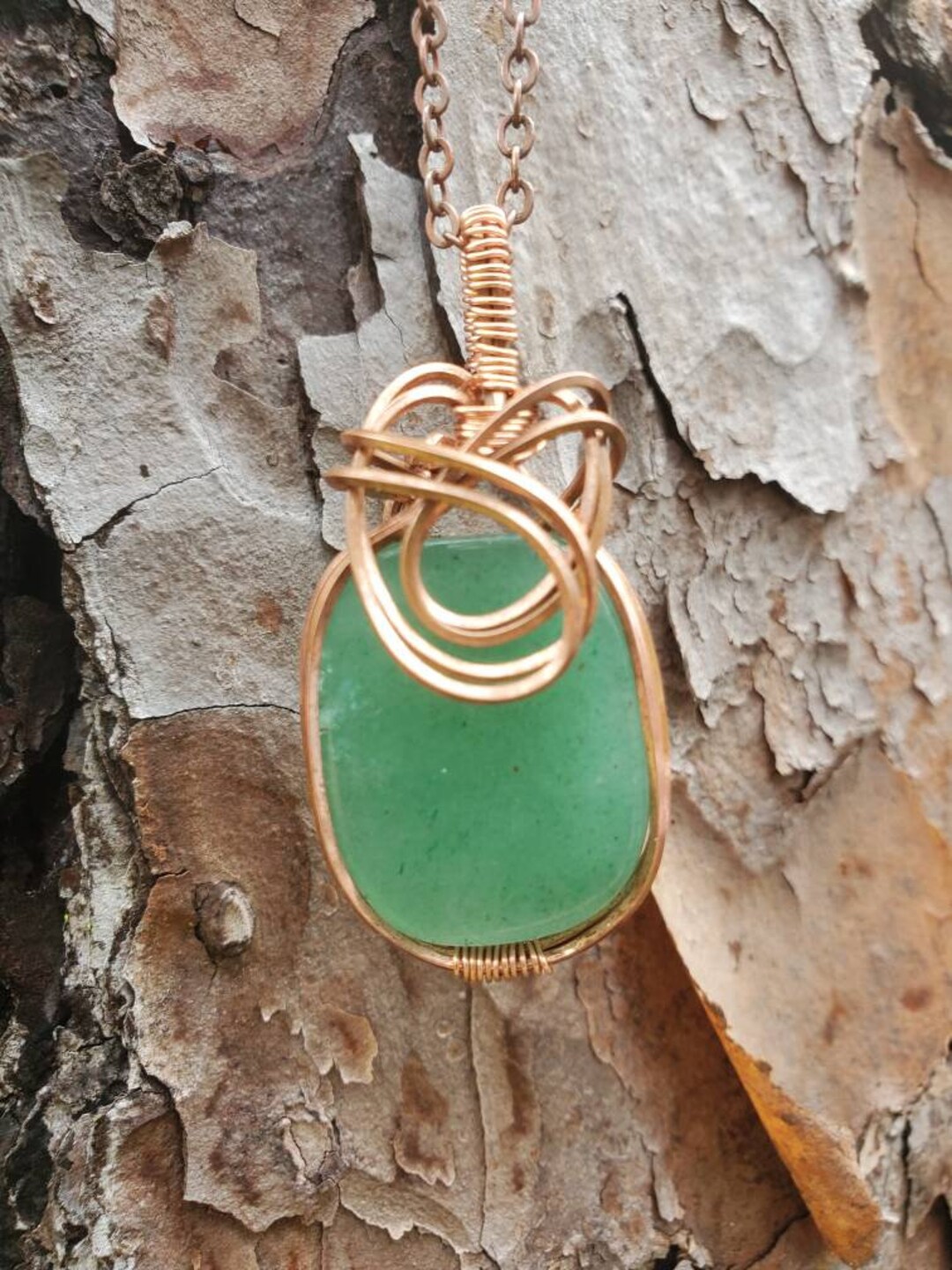 Green Aventurine Necklace, Wire Wrapped Green Aventurine, Green ...