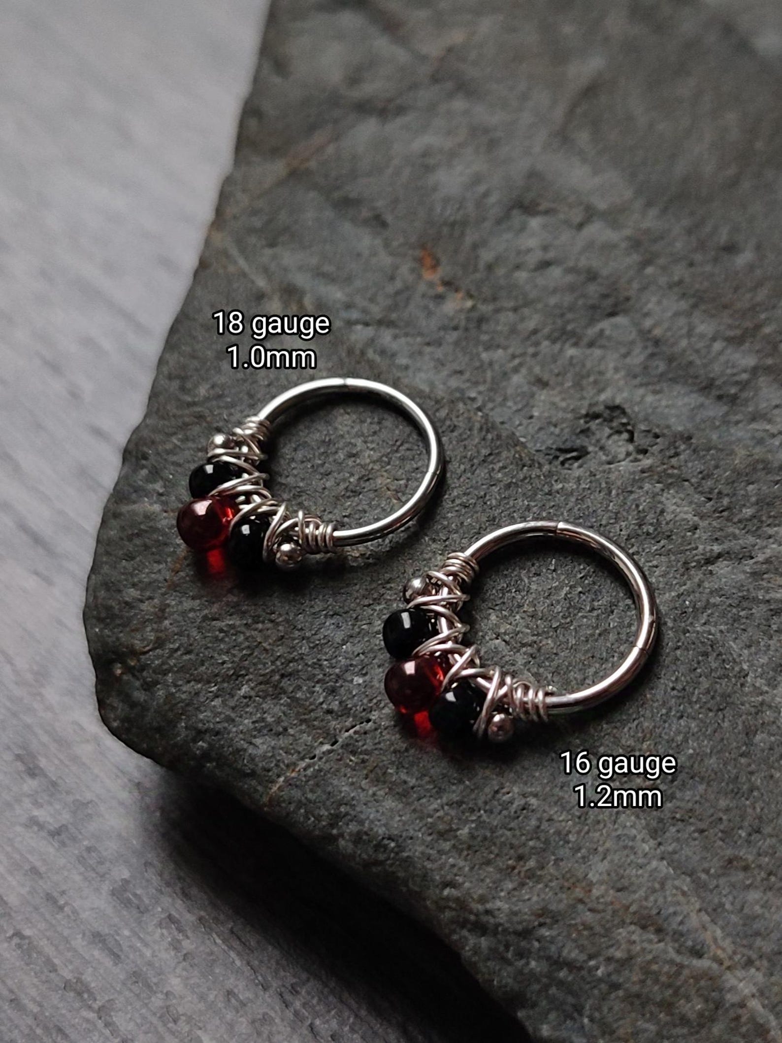 Septum Clicker With Blood Red Teardrop, Cartilage or Nose Piercing Ring ...
