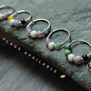 Nonbinary Pride Flag Beaded Nose Ring, Septum or Nostril Hoop, Handmade Subtle Pride LGBTQ+ Enby ...