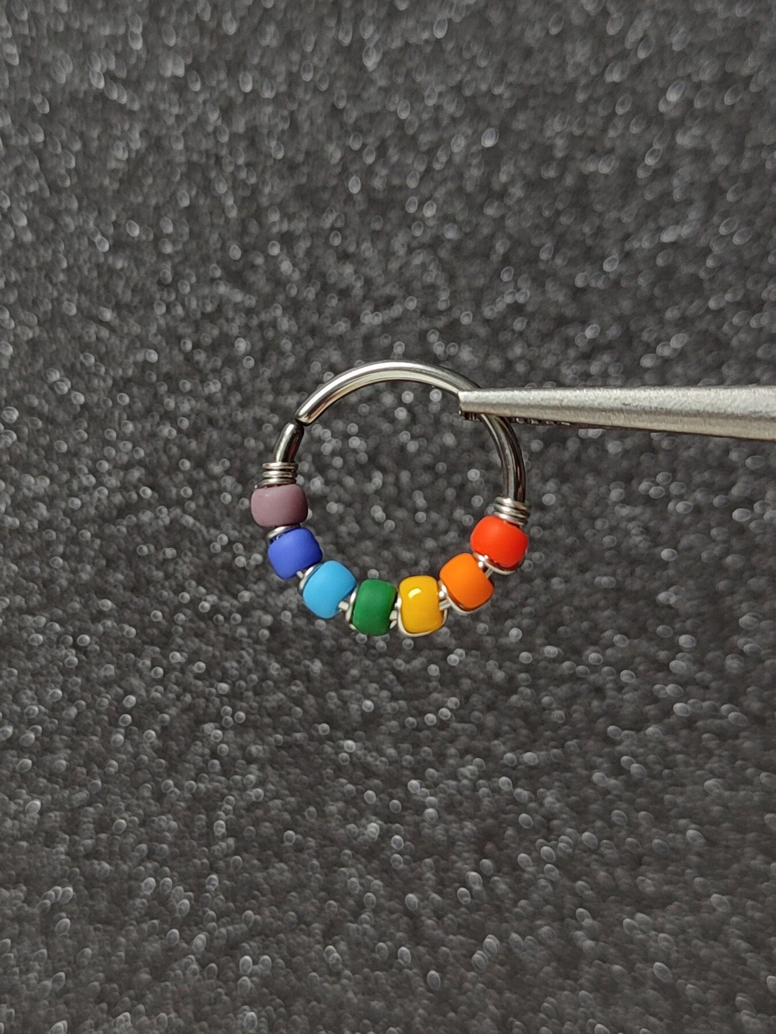 Rainbow Cartilage Ring, Handmade Sterling Silver or Surgical Steel Body ...
