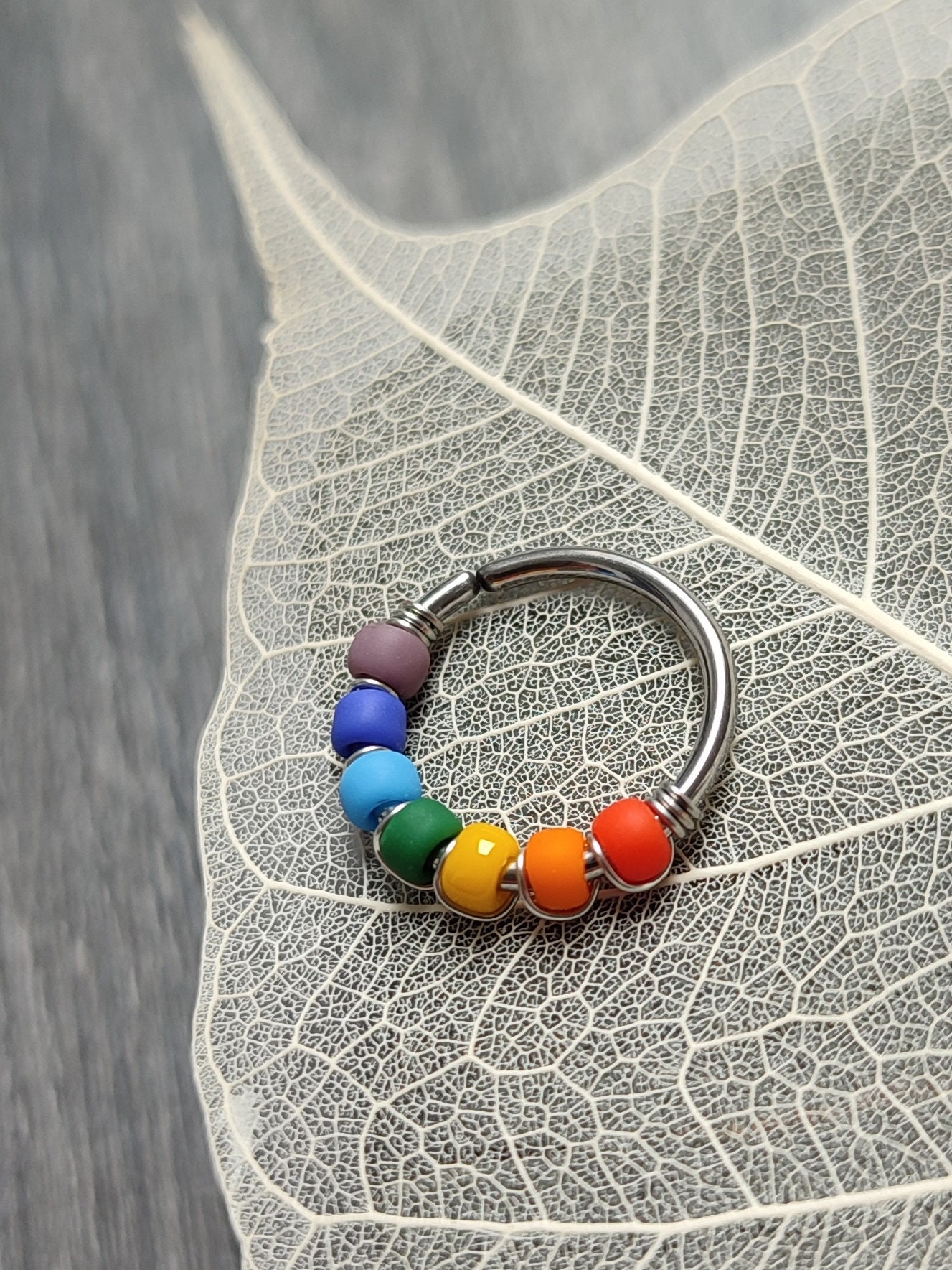 Rainbow Cartilage Ring, Handmade Sterling Silver or Surgical Steel Body ...