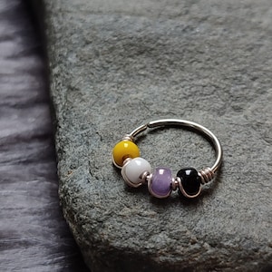 Nonbinary Pride Flag Beaded Nose Ring, Septum or Nostril Hoop, Handmade Subtle Pride LGBTQ+ Enby ...
