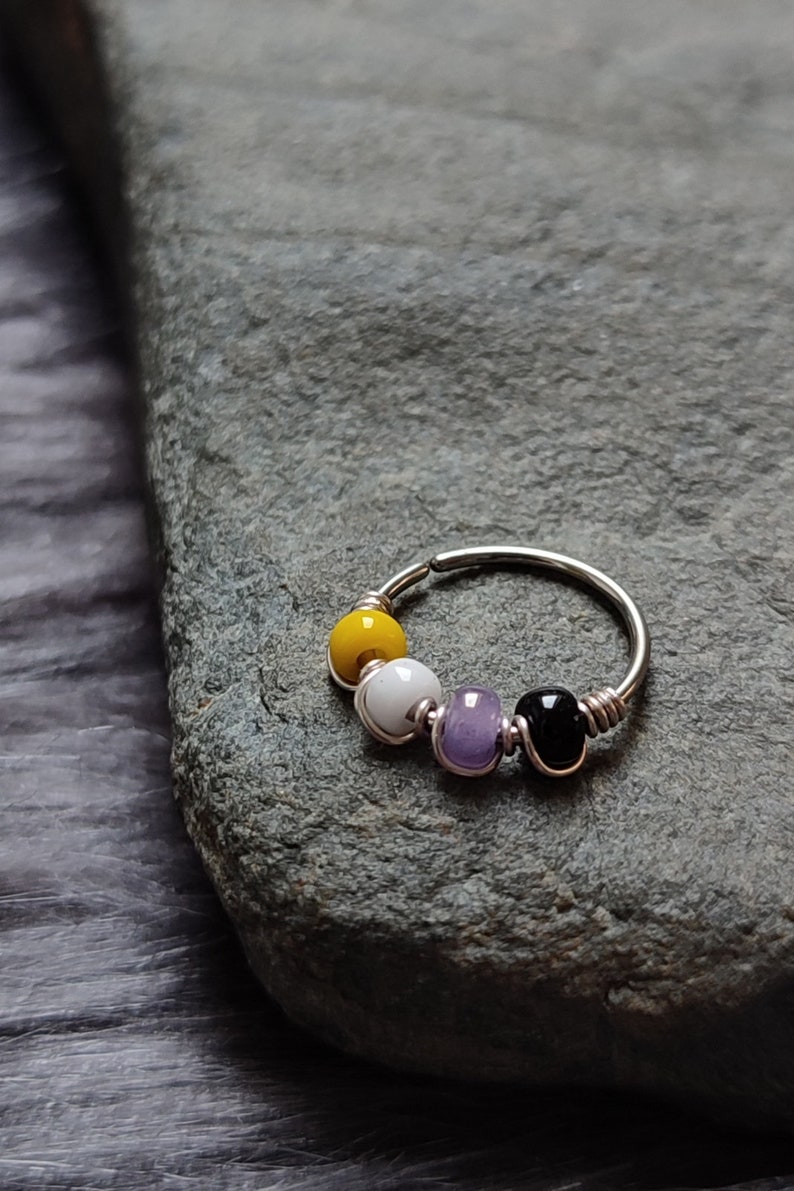Nonbinary Pride Flag Beaded Nose Ring, Septum or Nostril Hoop, Handmade ...