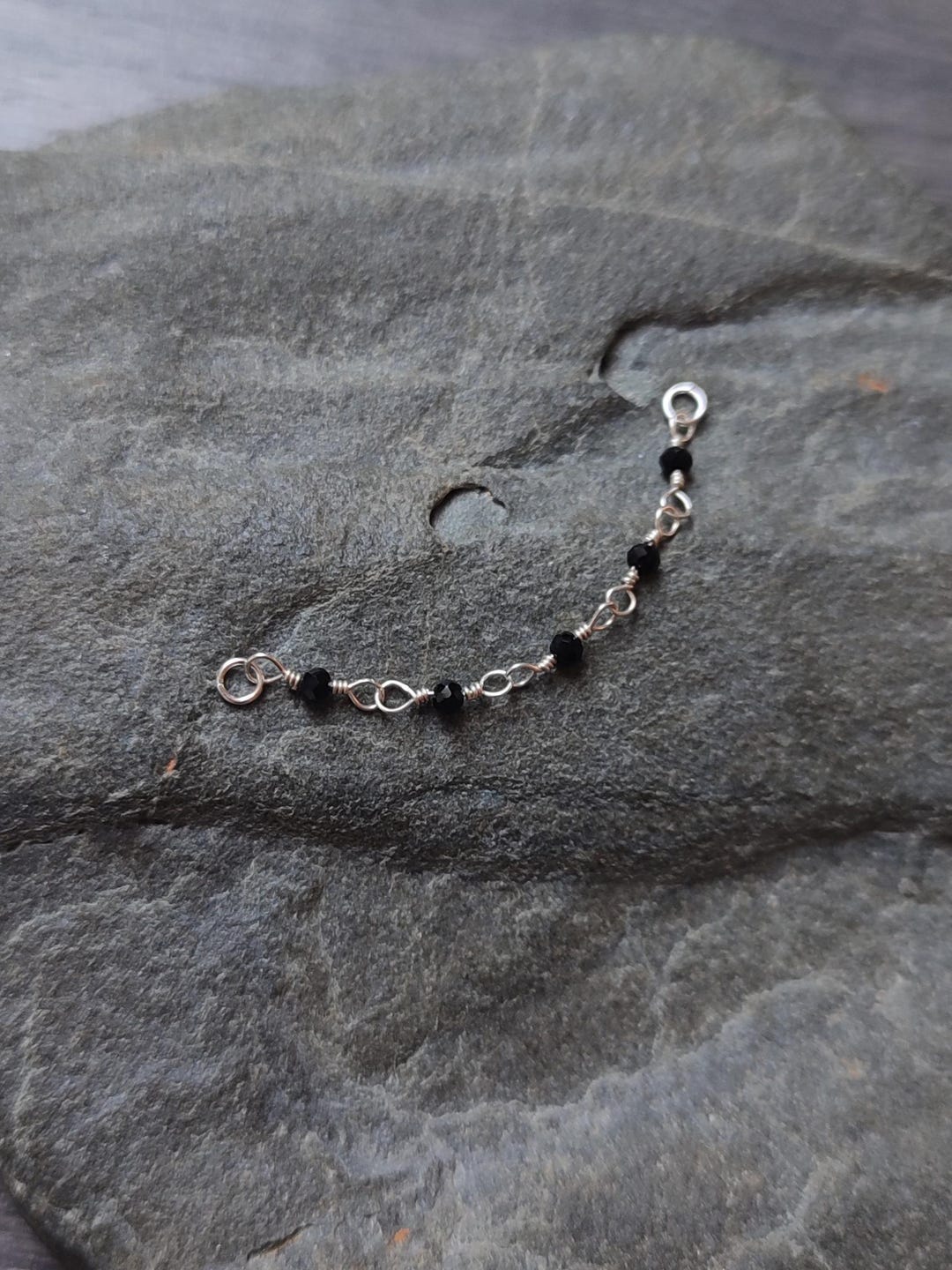 Onyx Industrial Piercing Chain: Sterling Silver Gothic Jewelry - Etsy