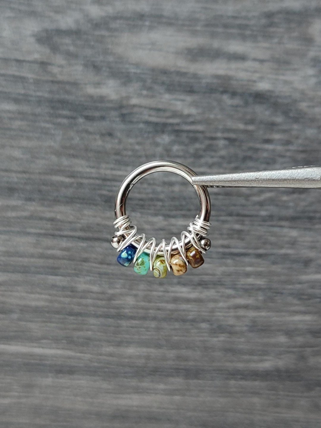 14g Septum Clicker in Boho Earth Tones, Surgical Steel Hinged Helix ...