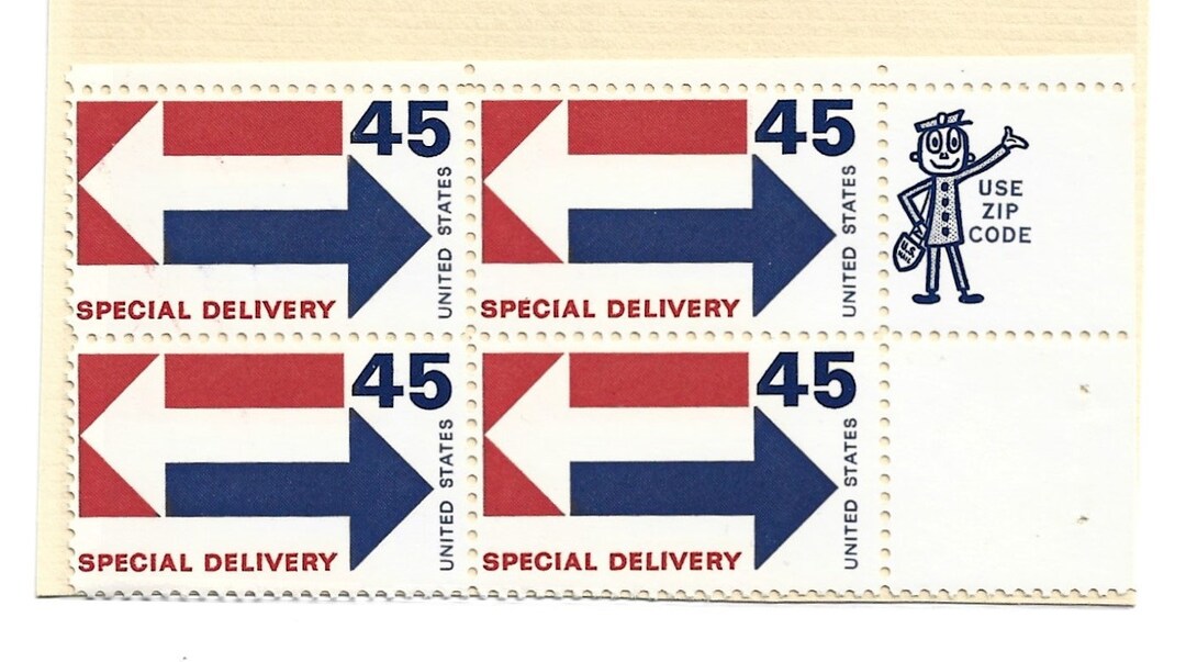1969 US Postage #E22 Special Delivery 45c Zip Block of 4 OGMNH - Etsy