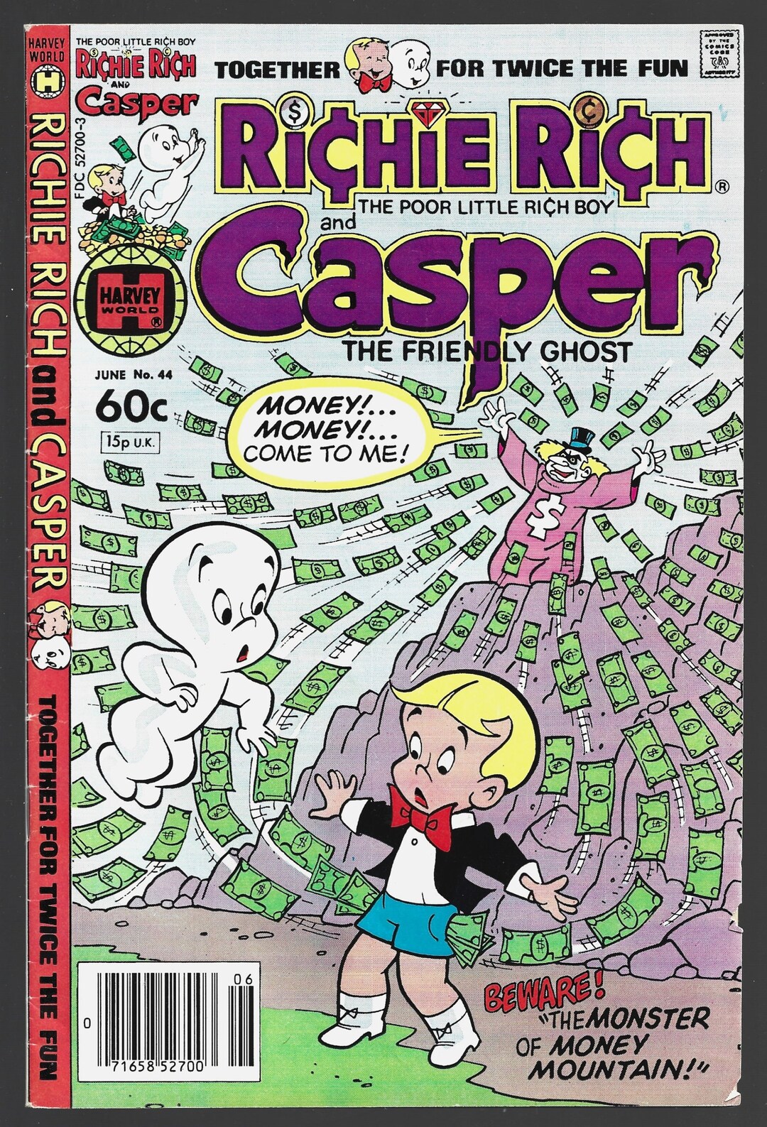 Richie Rich & Casper #44 June 1982 Harvey Comics VG+ - Etsy