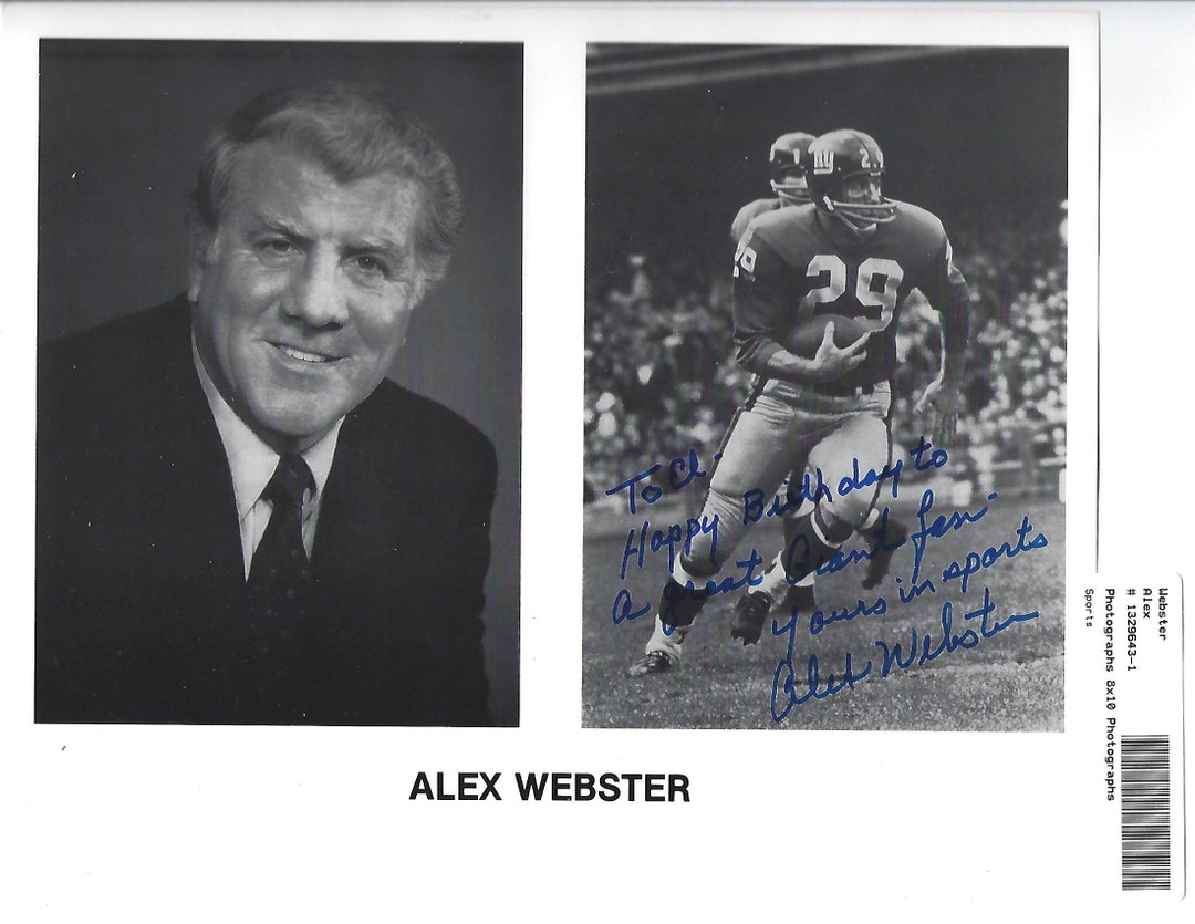 NFL Alex Webster NFL Great, Giants de New York Photo dédicacée 8x10 COA ...