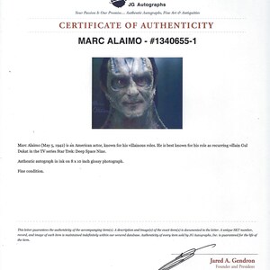 Star Trek Marc Alaimo - Actor Deep Space Nine" - Autographed 3x5 Card W ...
