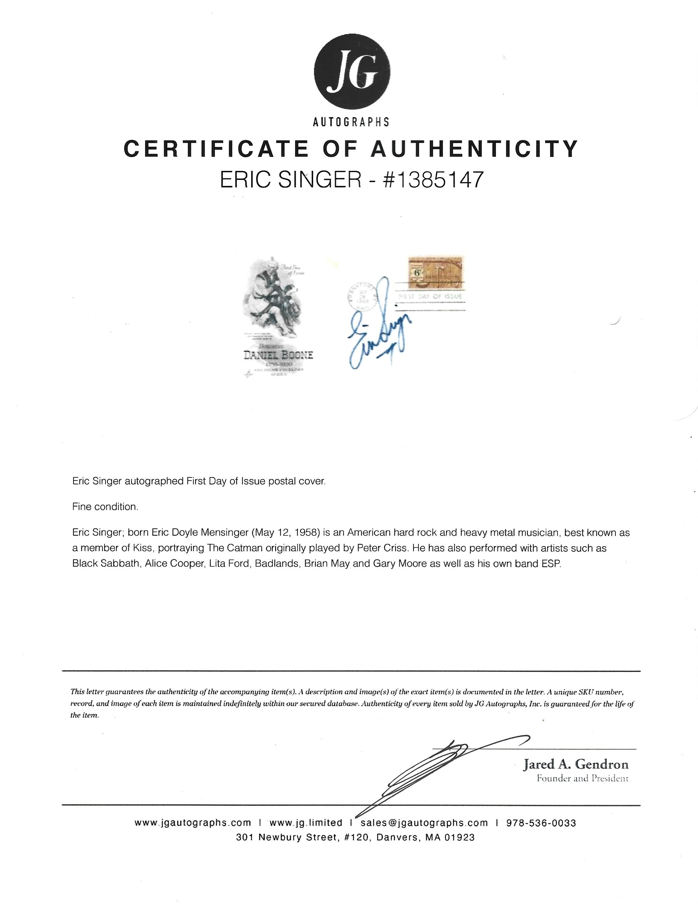 Musician Eric Singer of KISS & Black Sabbath Autographed First Day ...