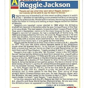 1988 Score Salute to Reggie Jackson Baseball Card Sub-set of 5 Cards NR ...