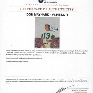 NFL Don Maynard - NFL Football Super Bowl Champion - Autographed 8x10 ...