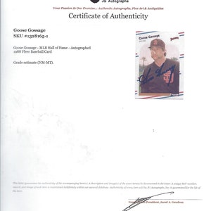 MLB Goose Gossage - Hall of Fame - Autographed Baseball Card W/COA - Etsy