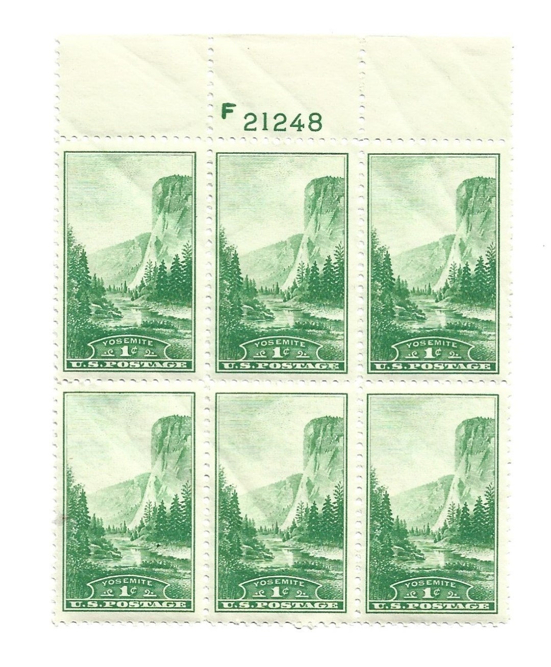 1934 U.S. Postage Plate Blocks of 6 #740-741 National Parks 1c-2c Mint ...