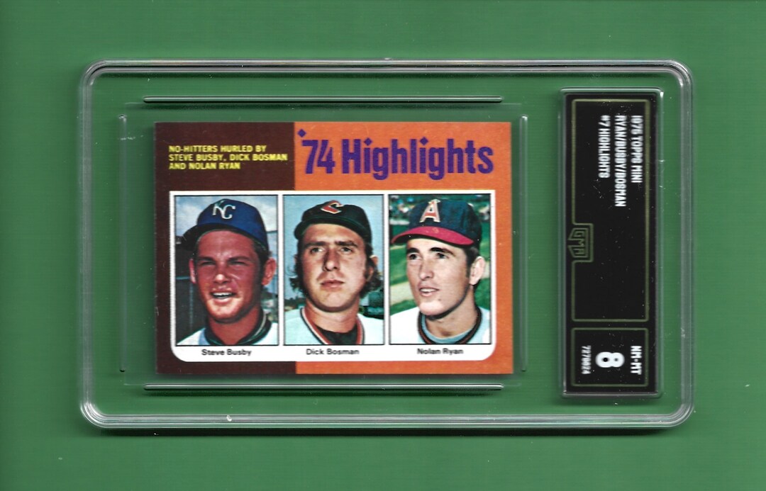 1975 Topps Mini 7 Nolan Ryan/busby/bosman 74 Highlights GMA Graded 8 NM ...