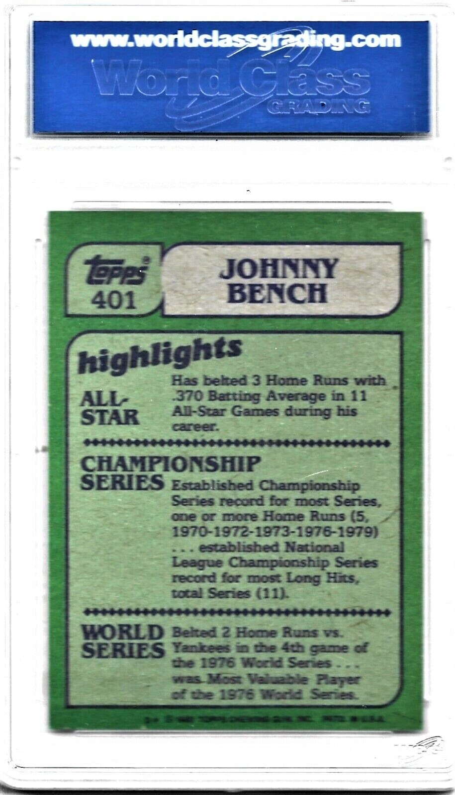 1982-83 Topps Johnny Bench Graded Cards 3 to Choose From - Etsy